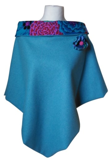 Rich Turquoise Wool Cape - Galijah