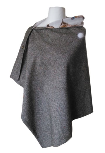 Speckled Green/Ivory Wool Cape Pheasant Print - Galijah