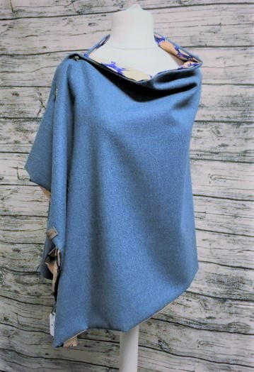 Turquoise Tweed Cape with Fox lining - Galijah